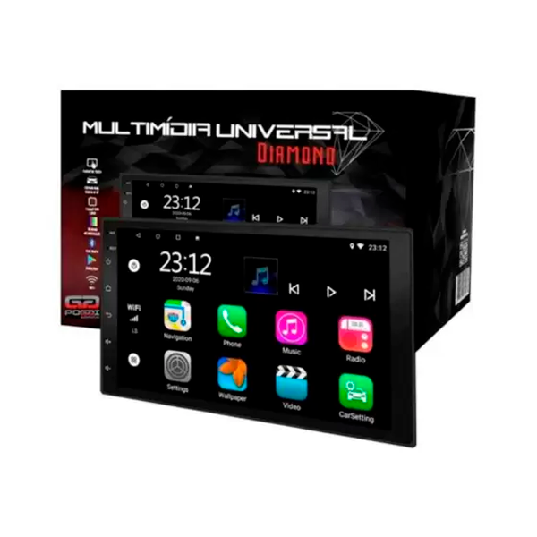 MULTIMIDIA DIAMOND 7" ANDROID 10 WIFI USB ESPELHAMENTO ANDROID E IOS ...